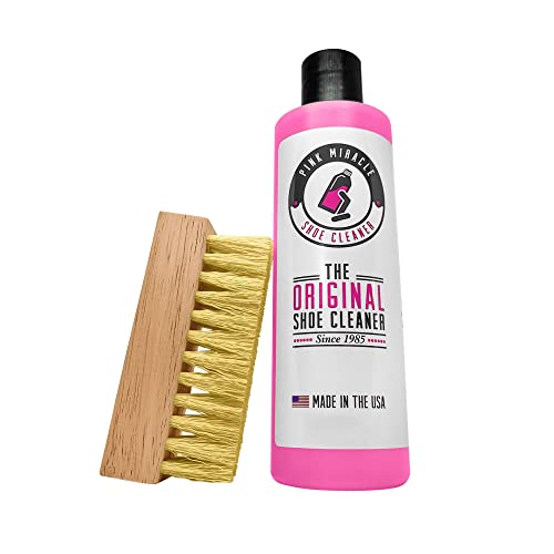Pink Miracle Shoe Cleaner Kit Bottle Fabric Cleaner for Leather, Whites, and Nubuck Sneakers (4 Oz)