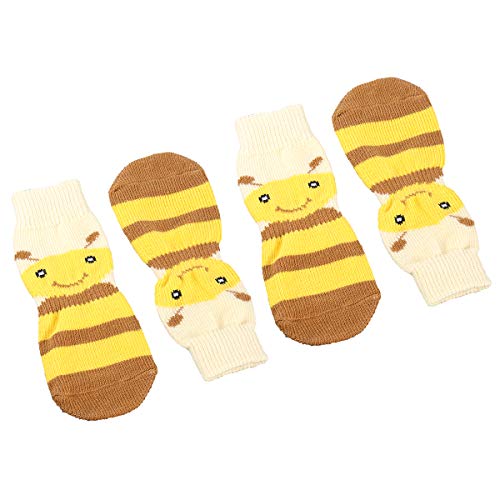 Baluue 4pcs Warm Knitted Socks Anti- Slip Bee Socks Adorable Stockings Pet Supplies (Yellow, Size 5XL) Pet Supply