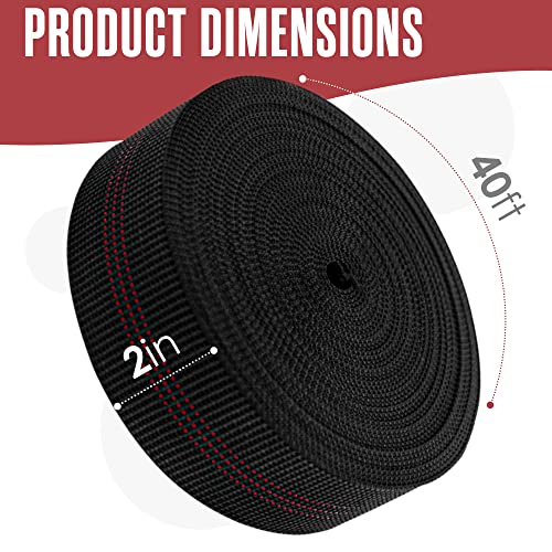 Houseables Chair Webbing, Elastic, Elasbelt, Two Inch (2") Wide, Forty Ft (40') Roll, Latex, Band, DIY Upholstery, Lawn Furniture, Repair and Modification, Stretchy Spring Alternative, Sofa, Couch, Chair