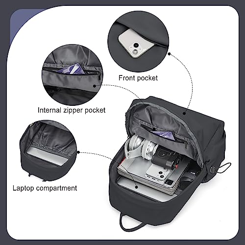 coofay Black Carry on Backpack For Women Men Waterproof College Gym Backpack Lightweight Small Travel Backpack Rucksack Casual Daypack Laptop Backpacks Hiking Backpack