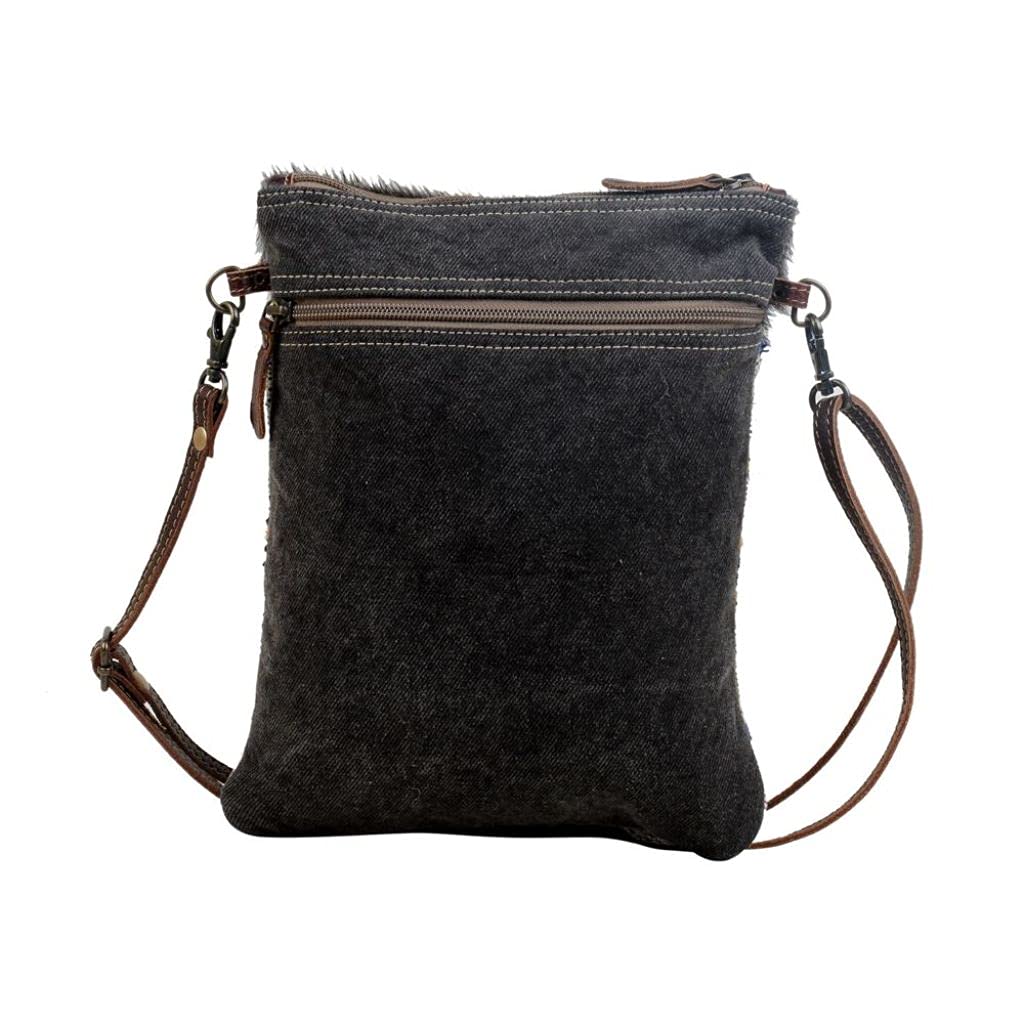Myra Bag Tribal Pattern Small & Crossbody Bag Upcycled Cotton & Hair Leather S-2880