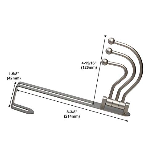 Rok Hardware Pearly Grey Over The Door 3 Prong Closet Coat Sweater Hat Tie Clothes Towel Swivel Hook Hanger ROKOTDHMN (2 Pack)