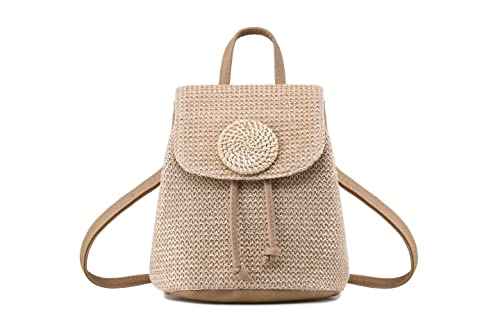 Brand: SEVEVN This is a cute and fashionable backpack woven in rattan that can also be carried by hand. (beige)