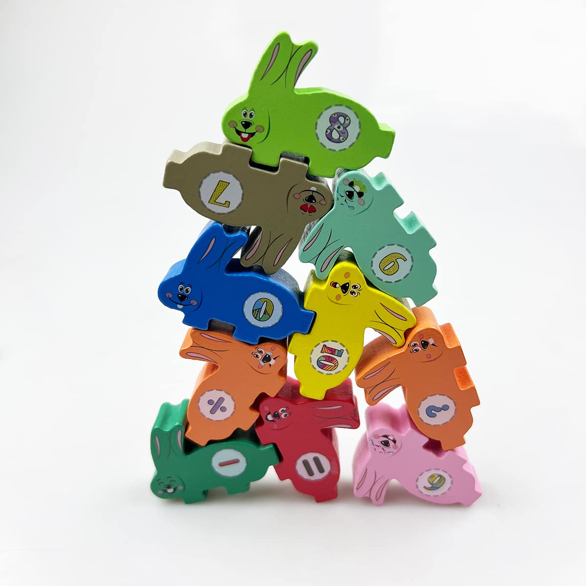 Anditoy Easter Bunny Wooden Stacking Toys for Toddlers Kids Girls Boys Easter Basket Stuffers Gifts