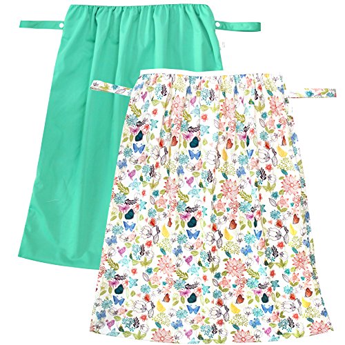 wegreeco Reusable Diaper Pail Liner for Cloth Diaper,Laundry,Kitchen Garbage Cans(2 Pack, Jade, Camellia)