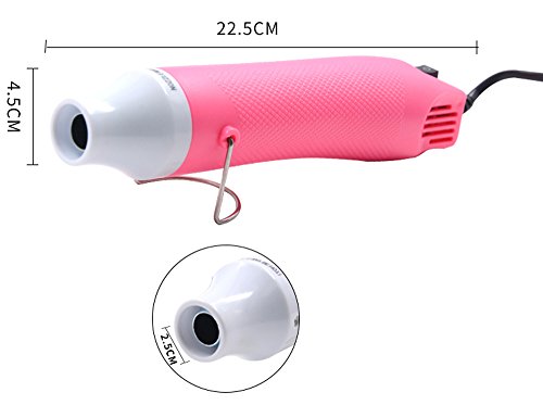 Heat Gun,mofa Hot Air Gun Tools Shrink Gun with Stand For DIY Embossing And Drying Paint Multi-Purpose Electric Heating Nozzle 300W 110V(Pink,White)