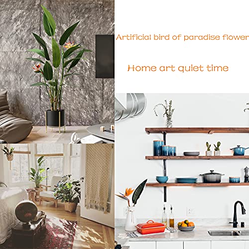 GLSATEMAN Artificial Bird of Paradise Flowers Rubber Strelitzia 32'in Long Stem Flower 3 Pcs,Suitable for DIY Home Decor Party Theme Display (Orange)