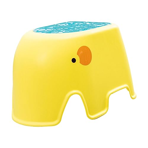 KLKCMS Kids Step Stool Toddler Step Stool,Multifunctional,Non Slip,Elephant Shaped,Durable Bathroom Step Stool Poop Stools for Kitchen,Bathroom, Yellow