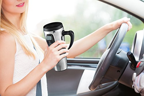 Heated Smart Travel Mug with Temperature Control - 16 ounce- 12V - Stainless Steel