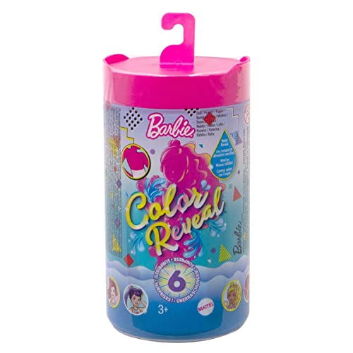 Barbie Color Reveal Chelsea Doll with 6 Surprises: 4 Mystery Bags Contain Hair Piece, Skirt, Shoes & Accs.; Water Reveals Doll’s Look & Color Change on Bodice; Color-Block Series [Styles May Vary]