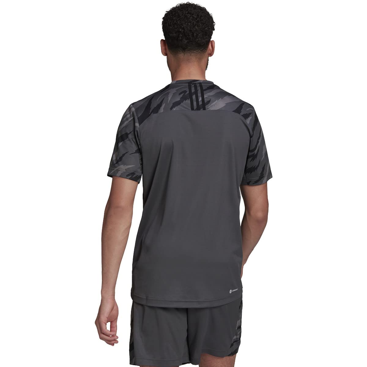 adidas Men's Feelstrg Camo Tee, Grey Six/Blue Rush, Medium
