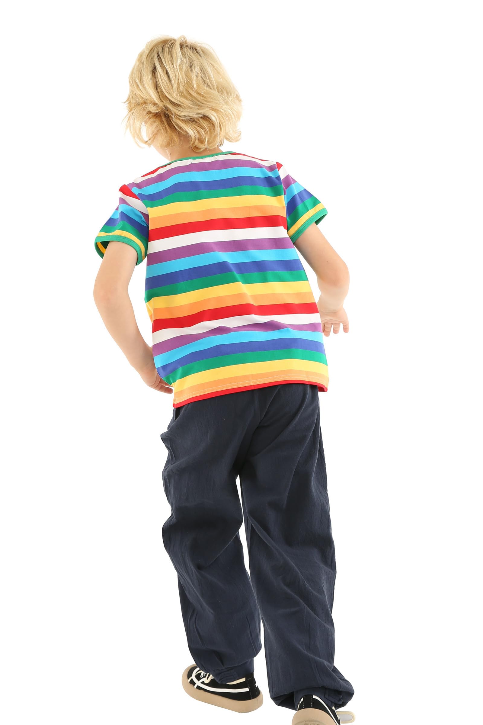 Mud Kingdom Toddler Boys T-Shirts Short Sleeve Rainbow Stripe 24 Months