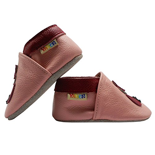 YALION Leather Baby Toddlers Moccasins Infants Crawler First Walker Pre-Walker Shoes Cartoon Fox (Pink,12-18 Months)