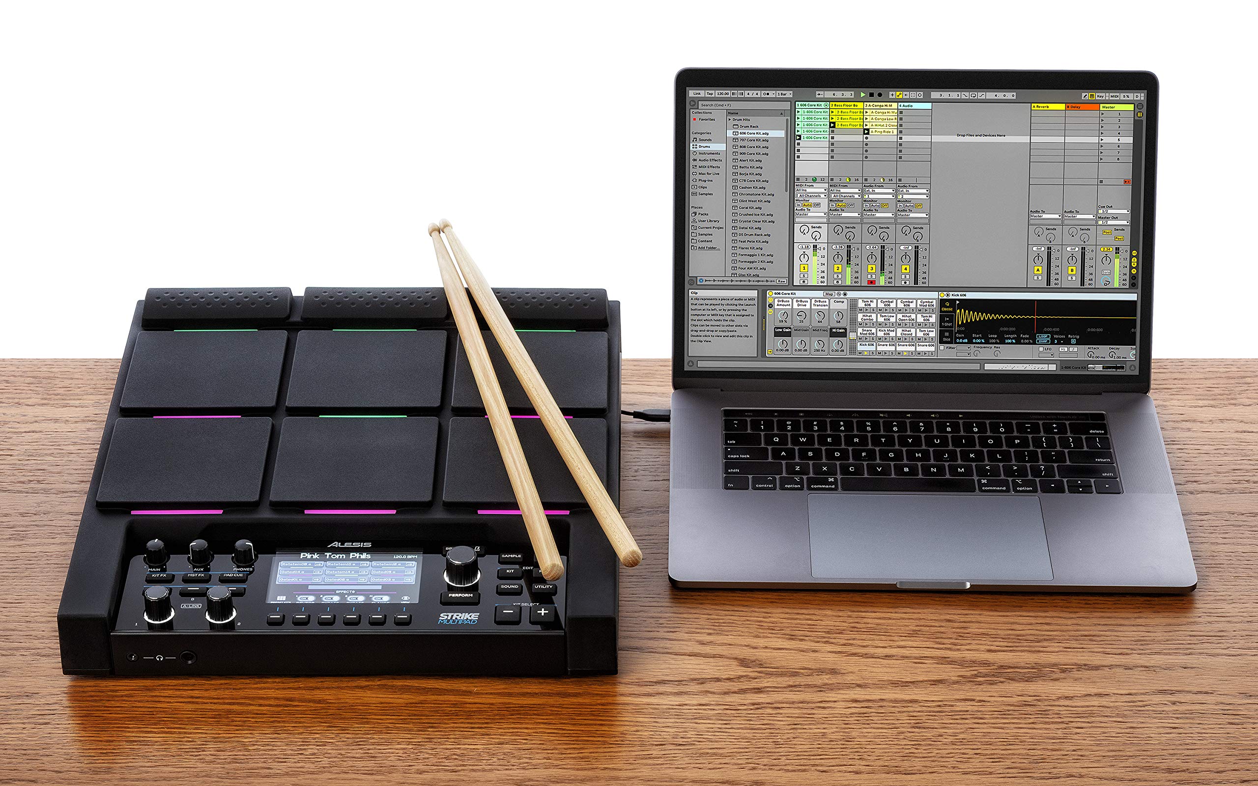 Alesis Strike Multipad - 9-Pad Percussion Instrument with Sampler, Looper, 2 Ins and Outs, Soundcard, Sample Loading via USB Thumb Drives and 4.3-Inch Display,Black