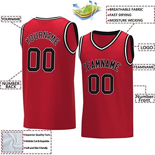 Custom V Neck Basketball Jersey Personanlized Stitched/Printed Sports Jerseys for Men/Youth Red