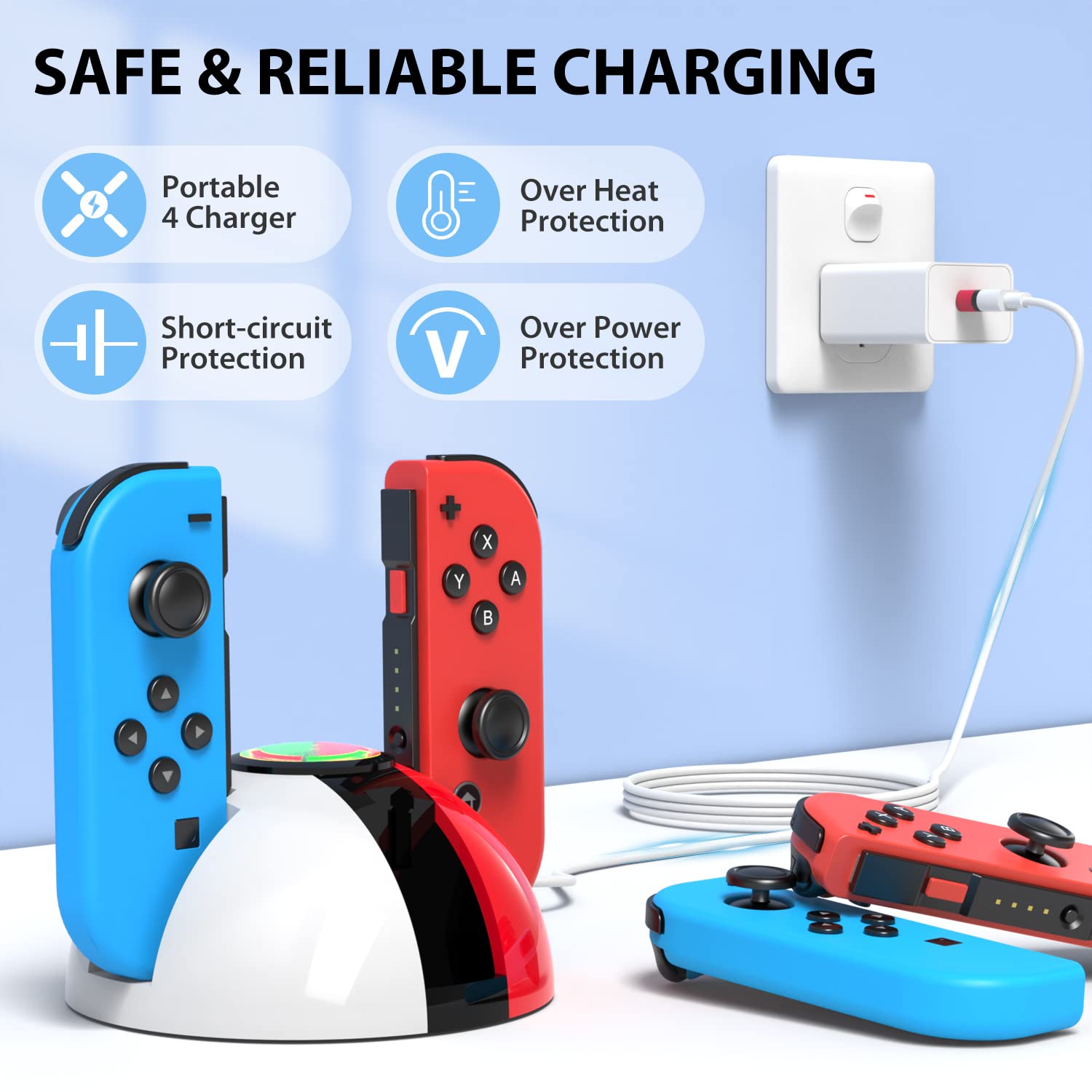 Antank Charging Dock Compatible with Switch Joycon & Switch OLED Controller, Switch Controller Charger Dock for Joy Con, with LED Indicater and USB-C Charging Cable