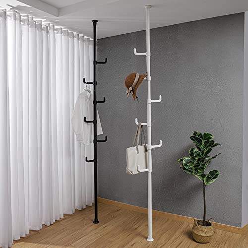 Black Clothing Rack Drying Racks ,Adjustable Laundry Pole Clothes Drying Rack Coat Hanger DIY Floor to Ceiling Tension Rod Storage Organizer for Indoor, Balcony - Black