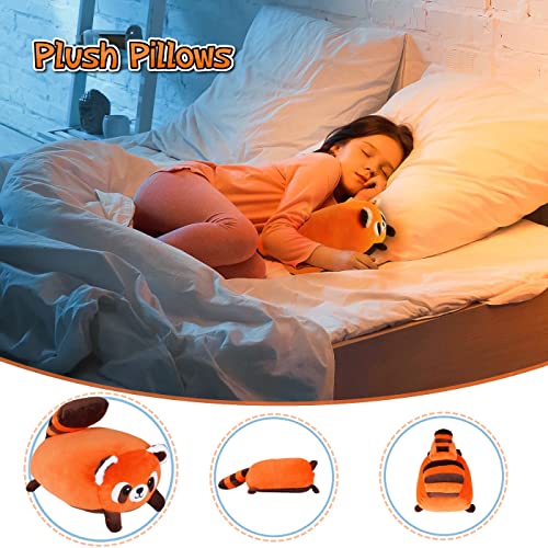 Altreeak Red Panda Plush Pillow 18" Body (27" with Tail) | Kawaii | Super Soft Cute Sleeping and Hugging Plush | Plush for Girls Teens