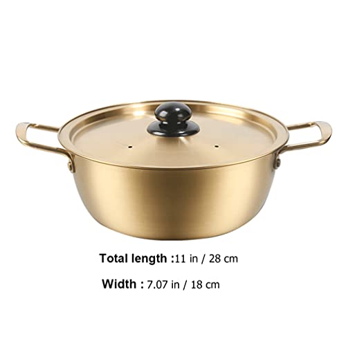 BREWIX Casserole 1Pc Korean Ramen Pot with Lid Milk Heating Pot Stew Pot Kitchen Stockpot Cooking Pot Thickened Stock Pot Vintage Style Stock Pot Large Serving Pot Soup Basins Pasta Pot Basin