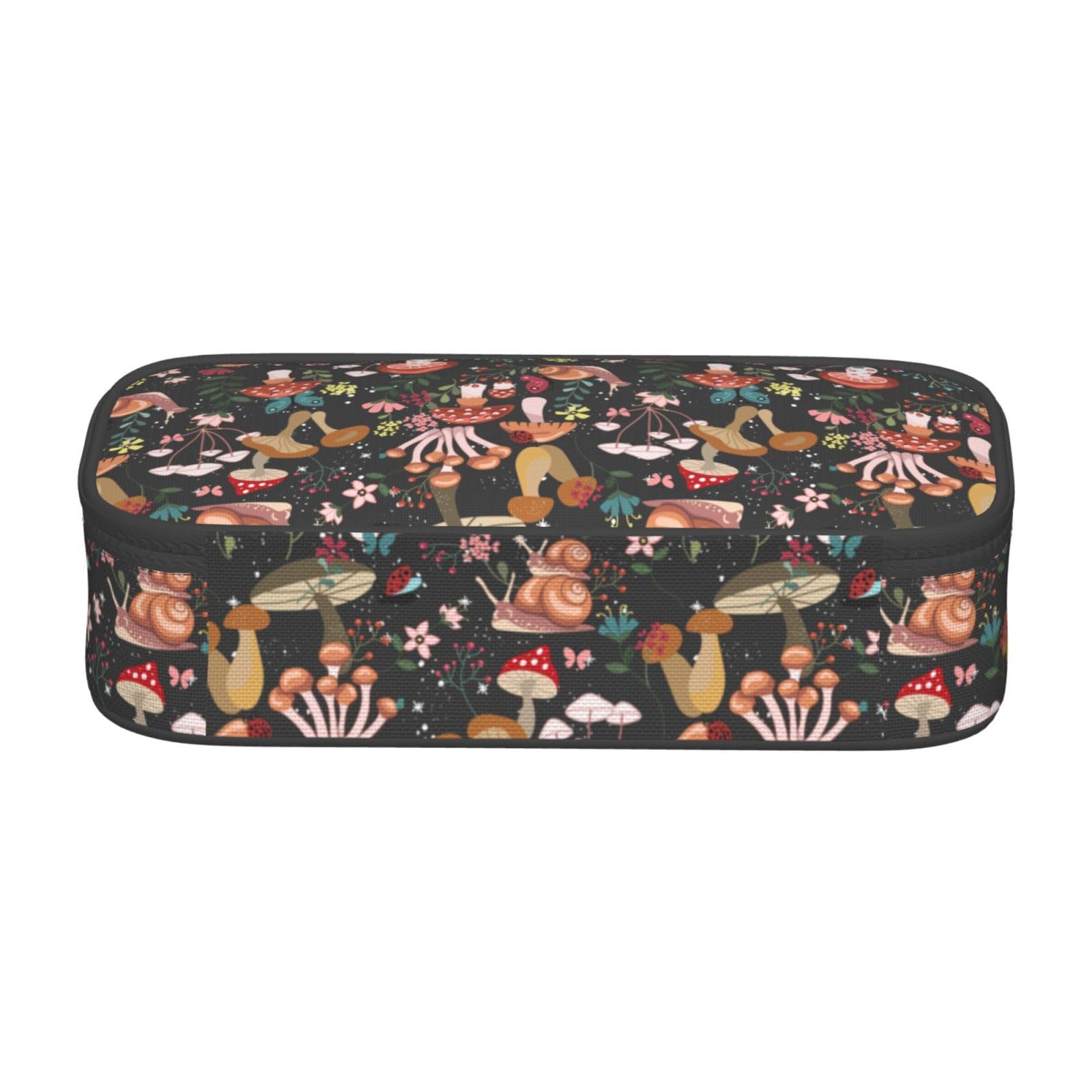 Aoojanu Mushrooms Snails Butterflies Large Pencil Case With Zipper Compartments Stationery Pencil Bag For Kids Teens Students School Supplies