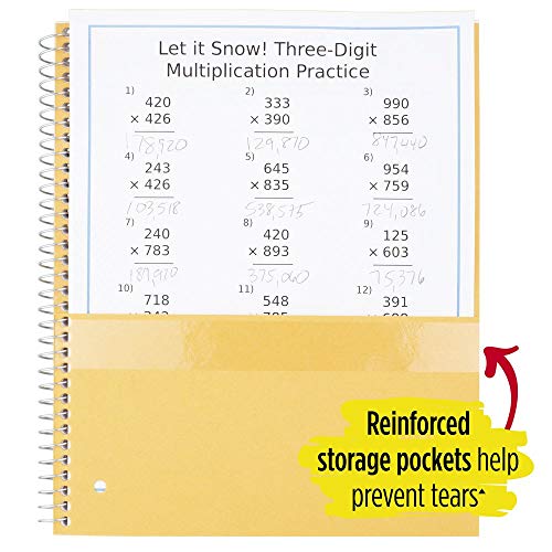 Five Star Spiral Notebooks, 3 Subject, Wide Ruled Paper, 150 Sheets, 10-1/2" x 8", Teal, Yellow, 2 Pack (73031)