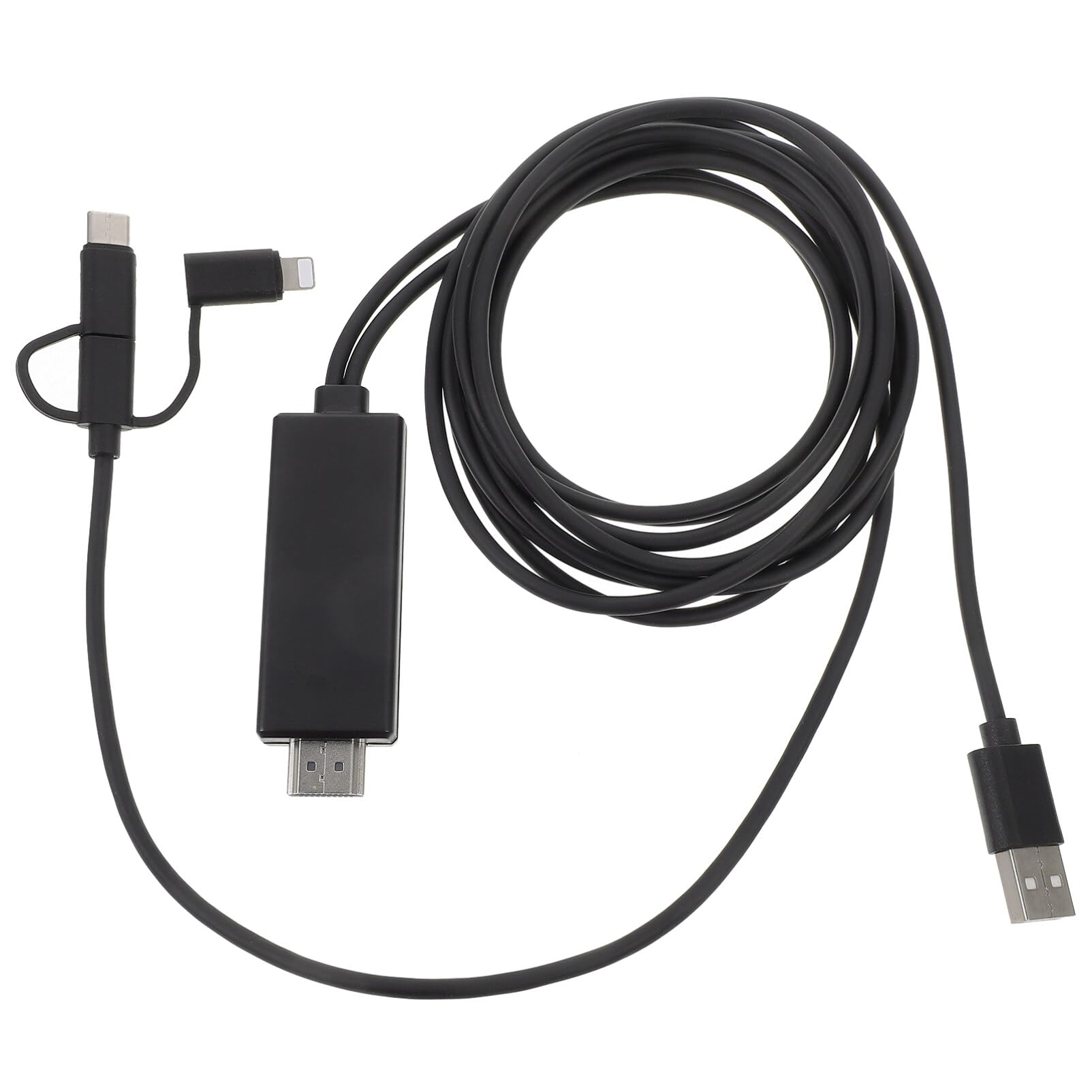 UKCOCO 1M 3 in 1 USB Female to HDMI Male Charger Cable Splitter Adapter Converter with USB Power for Windows and Android Data Transfer (Black)