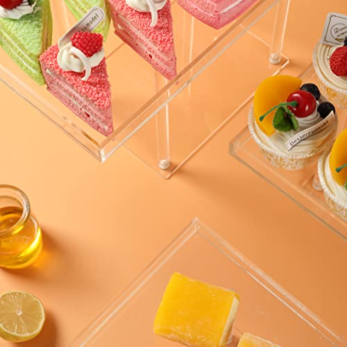 HeiMma 3 Pack Dessert Table Display Set, Clear Acrylic Dessert Stands Buffet Risers for Cupcakes Dessert Pastry Food Treat Tier Serving Tray Stand for Wedding Birthday Party