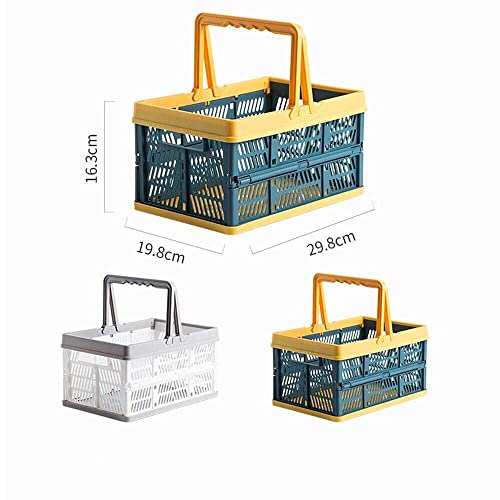 Amplus - Multi-Purpose Basket can be folded, strong and durable to hold a lot of stuff for shopping, laundry, storing or organizing items 11.7"L x 7.8"W x 6.4"H (Blue - Yellow)