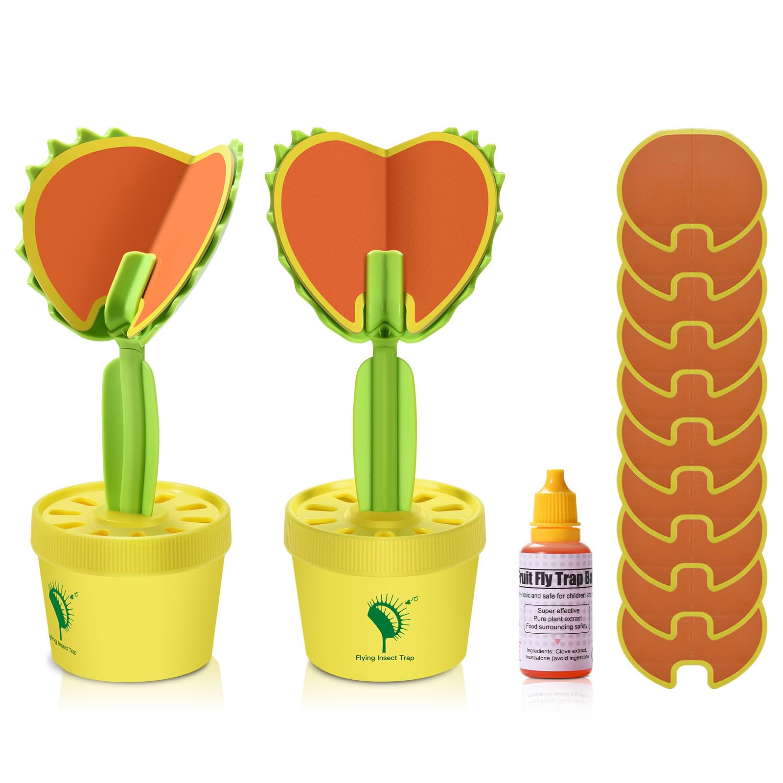 Fruit Fly Trap for Indoor, Gnat Trap for House Indoors with 10Pcs Sticky Pads & Attractant, Fly Trap for Home Kitchen Plant 2 Pack