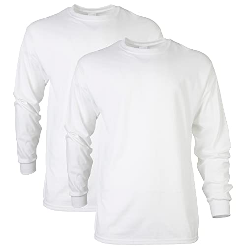 Gildan Men's Ultra Cotton Long Sleeve T-Shirt, Style G2400, Multipack, White (2-Pack), 2X-Large