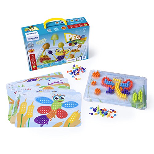 Miniland Educational MLE45316 Pegs 3/8", 6 Pattern Cards, 180 Pegs (Pack of 187)