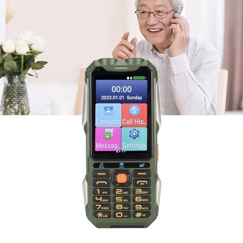 Acogedor 4G Senior Cellphone 4in Touch Screen WiFi Large Button 18000mAh LED Flashlight Loud Sound Quick Dial Phone for7.0, Clear Display (Green)