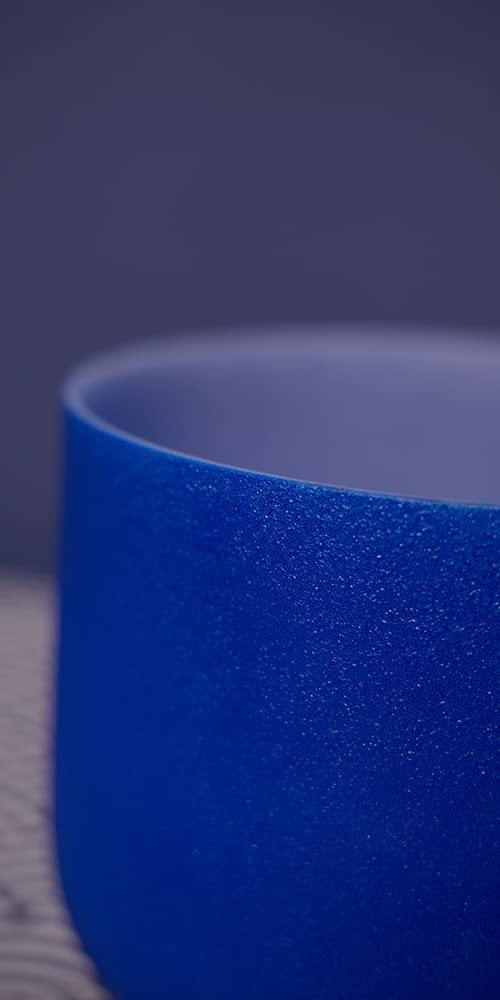 Indigo A Note Crystal Singing Bowl Pineal Chakra 8 inch with Free O-Ring Glue Hammer or Plastic rod wrapped in Sheepskin included For Promotes Peace Chakra Healing and Mindfulness