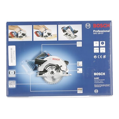 Bosch Professional 18V System GKS 18V-57 Cordless Circular Saw (Saw Blade Diameter: 165 mm, Cutting Depth: 57 mm, excluding Batteries and Charger, in Carton)