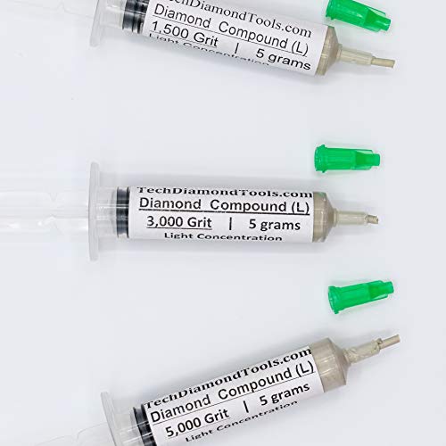 TechDiamondTools Kit of 3 Diamond Glass Polishing Compound Polishing Paste 1500 3000 8000 Grit 10 Grams Each for Glass Windshield Scratch Remover with 10% of Diamond Powder USA Made
