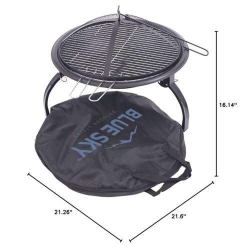 Blue Sky Outdoor Living WBPFP22 21.25” Round Folding Leg Portable Wood Fire Pit