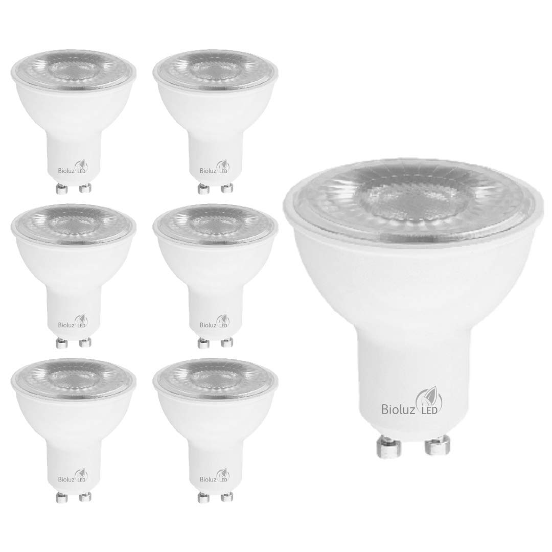 Bioluz LED 6 Pack GU10 LED Bulbs Dimmable 3000K Indoor Outdoor 50 Watt Halogen Bulb Replacement 500 Lumen UL Listed