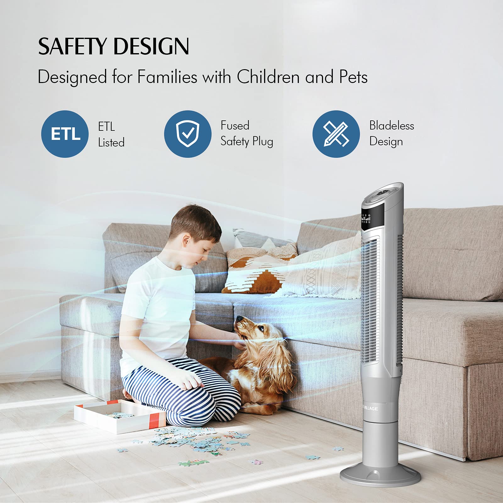 FREE VILLAGE TOWER FAN 5304-SILVER 47"