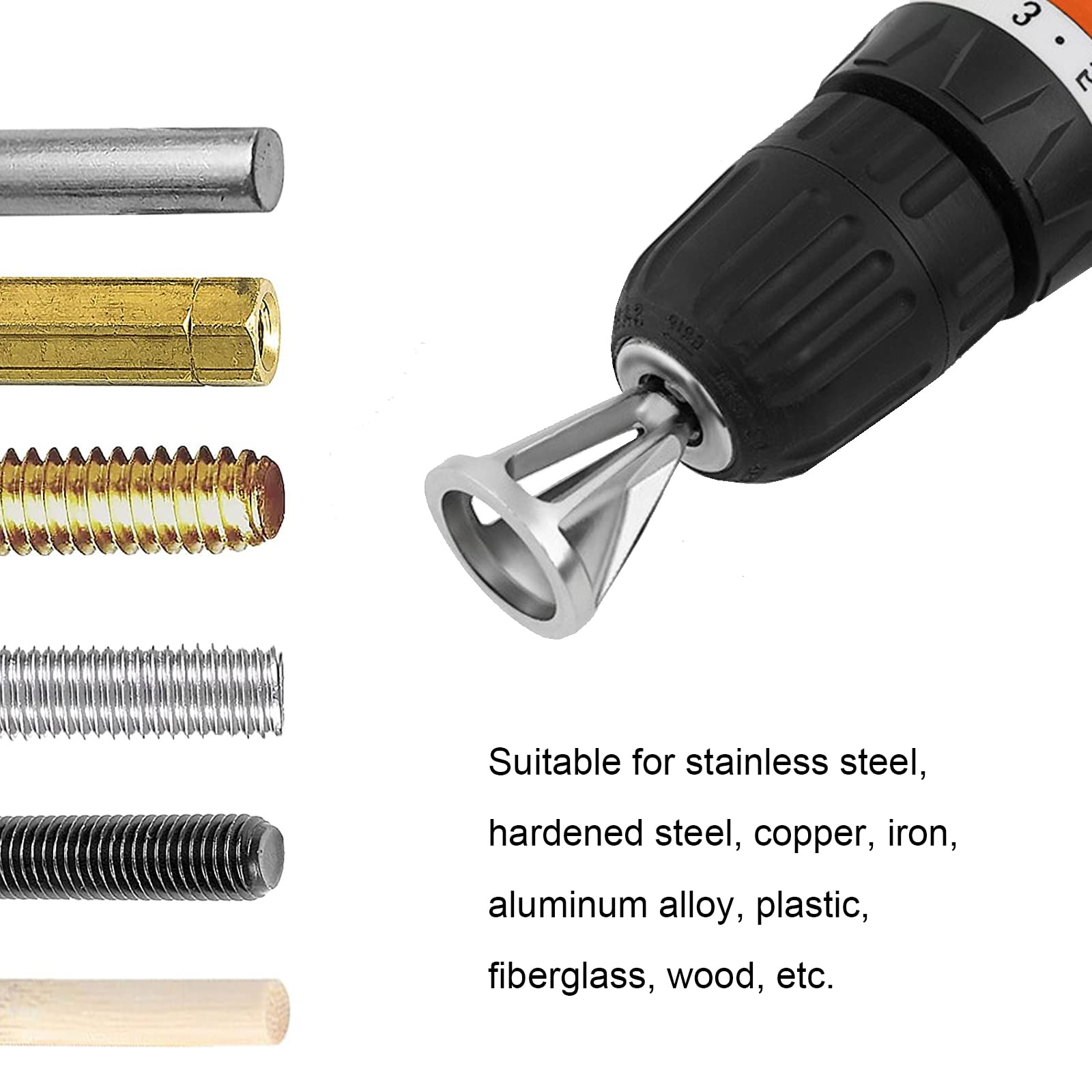 AIYOO 2 Pack Deburring External Chamfering Tool Deburring Tool for Metal High Speed Stainless Steel Bolt Deburring Tool Quickly Repairs Damaged Metal Drill Bit Triangle Shank
