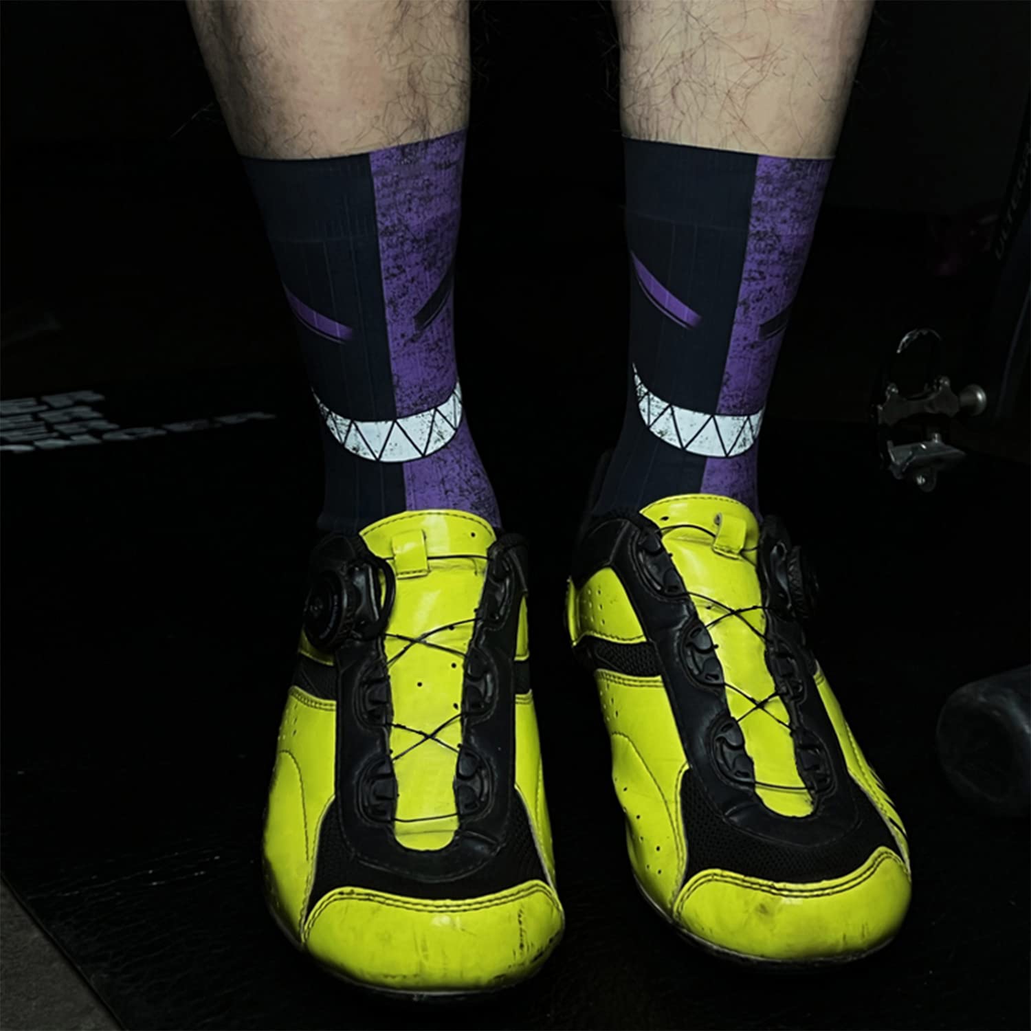 Aero Cycling Socks, Road Mtb Performance Socks, Breathable Crew Bike Socks, Firm Compression Fit, Men & Women (Purple)