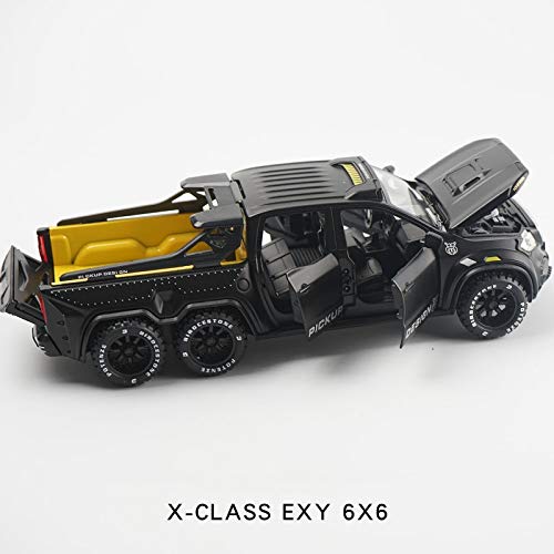 Simulation Alloy Car Modle Pickup 1/28 Metal Toy Car Sound Light Pull Back Model Toys for Boys Light Toys (Black)