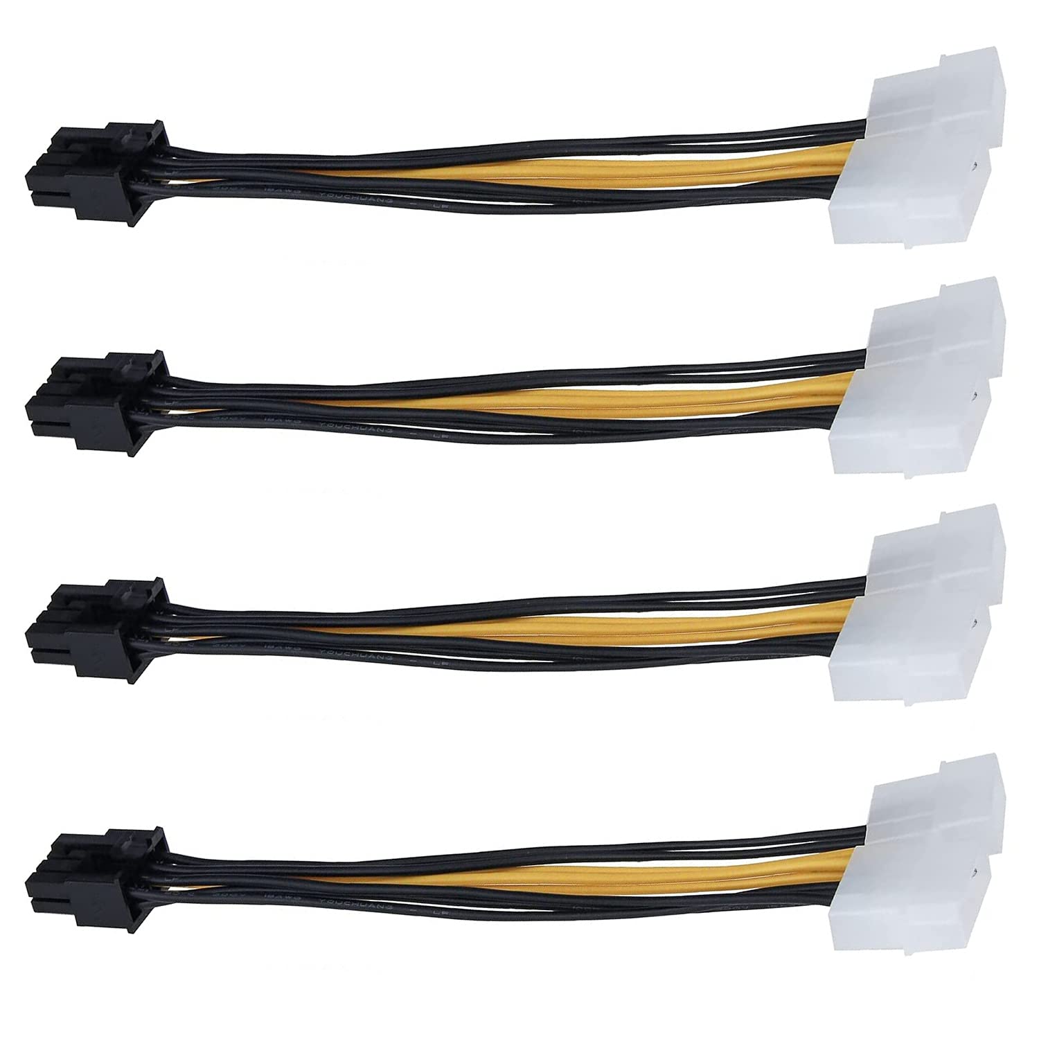 XIWU (4 Pack) 8 Pin PCIe to Dual 4 Pin Molex LP4 Power Cable Adapter (Video Graphics Card Power Cable)