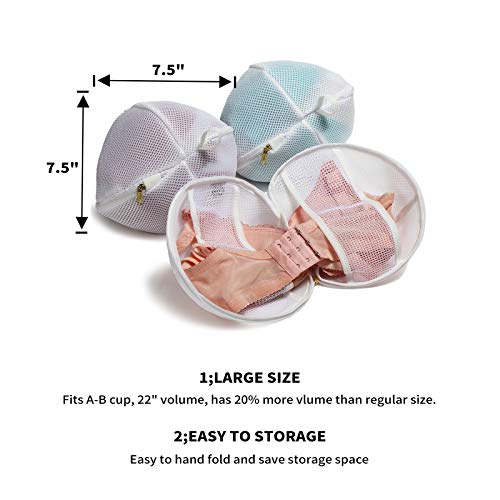 TENRAI Set of 3 (3 Medium Bra Bags, Fits A-D Cup, Delicates Laundry Bags, Bra Fine Mesh Wash Bag, Use YKK Zipper, Protect Best Bra or Underware in The Washer, （0 Fluorescent Agent, White, CQS）