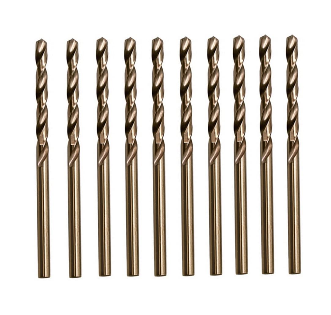 aiyun 1/8" Cobalt Drill Bits, 10 Pack M35 Jobber Length Twsit Drill Bit Set for Hard Metal, Stainless Steel (1/8")