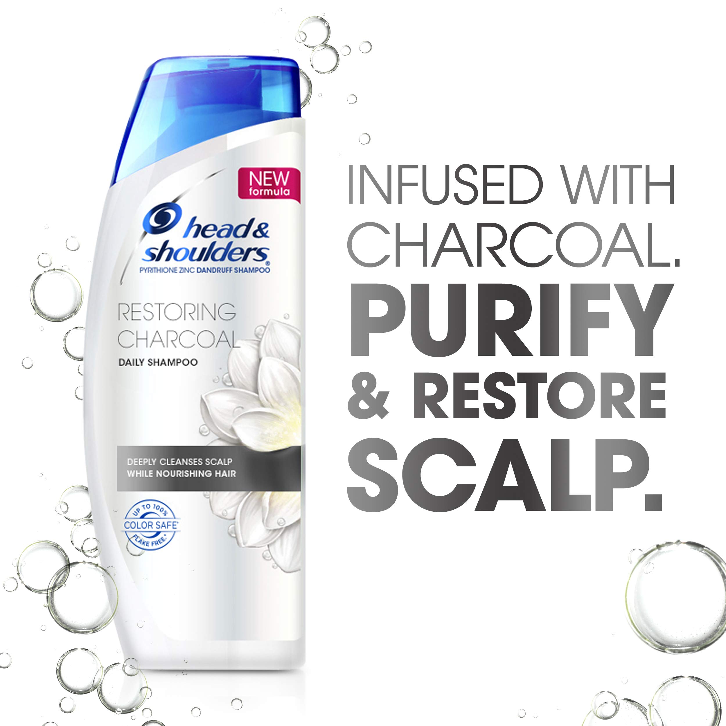 Head & Shoulders Charcoal Anti-Dandruff Paraben Free Shampoo To Deep Clean, 12.8 Fl oz