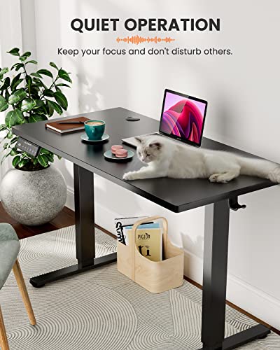 ErGear Electric Standing Desk 48 x 24 Inches, Height Adjustable Sit Stand up Desk, Memory Computer Workstation Table with Splice Board for Home Office, Black