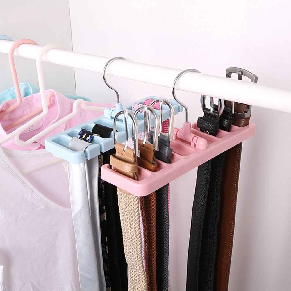 OKOKMALL US--Closet Storage Rack Tie Belt Scarf Organizer Space Saver Rotating Hanger Holder