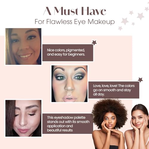 Lamora Eyeshadow Palette Makeup - Eye Makeup Palette with 16 Highly Pigmented Matte & Shimmer Shades - Vegan & Blendable