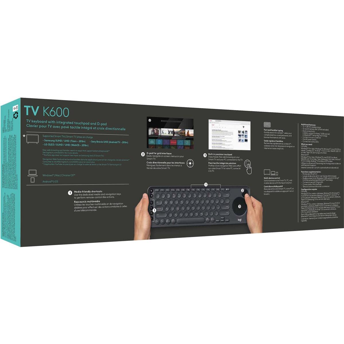 Logitech K600 TV - TV Keyboard with Integrated Touchpad and D-Pad Compatible with Smart TV - Graphite Black