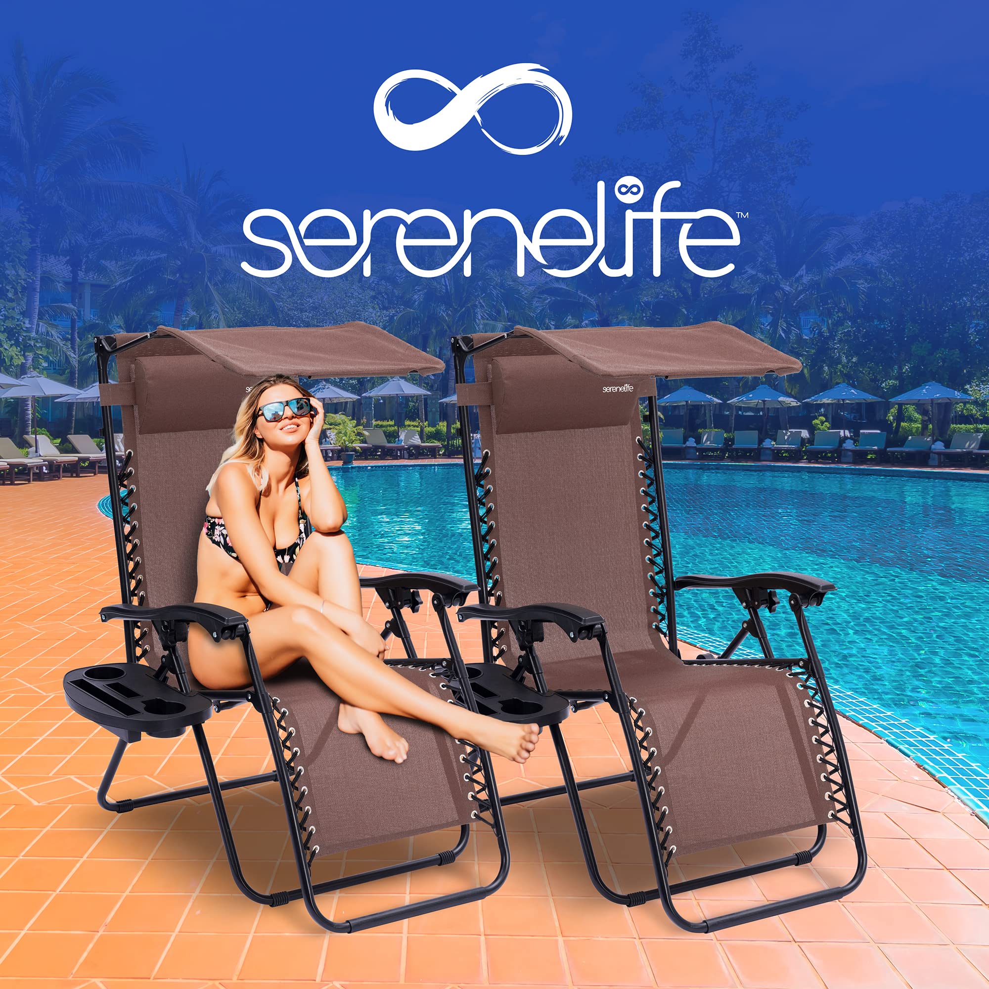 SereneLife SereneLifeHome Zero Gravity Lounge Chair, One Size, Brown